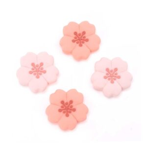 geekshare 4pcs silicone joycon thumb grip caps, kawaii cherry blossom joystick cover compatible with switch/oled/switch lite (sakura)