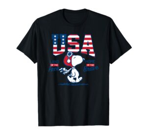 peanuts - usa snoopy free brave t-shirt