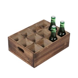 dfw consumables - farmhouse wooden crates for display, 13" x 10" wooden bottle caddy with 12 individual slots, decorative boxes with carrying handles