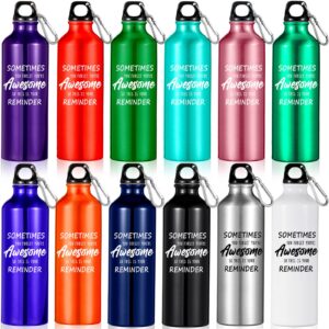 hoolerry 12 pack multi color aluminum water bottle sometimes you forget you're awesome lightweight reusable bike backpacking water bottles bulk with buckle and twist cap for travel sport(25 oz)