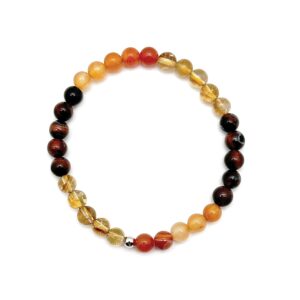 joyfulmuze natural gemstones stretch bracelets, carnelian quartz, rutilated citrine, red tiger eye stone, triple protection handmade birthday gift for women and men (red-tiger-eye-citrine-carnelian)