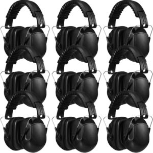 xuhal 9 pcs ear protection earmuffs, adjustable nrr 28db noise reduction headphone for shooting mowing noise cancelling (black)