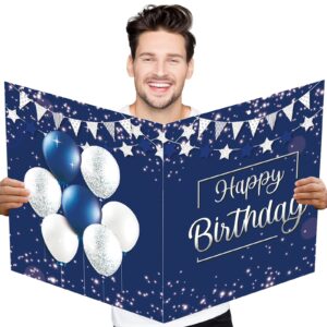 sulicre jumbo birthday card, 22 x 14 inch extra large greeting card for women men boss, happy birthday giant guest book, oversize birthday party signs decorations supplies