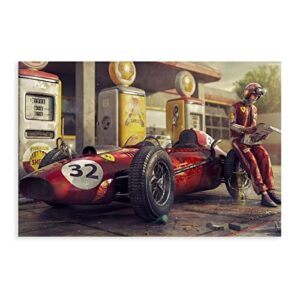 erwyn ferrari poster formula 1 racing potser vintage posters 2023 ferrri car canvas prints painting unframe-style 12x18inch(30x45cm)