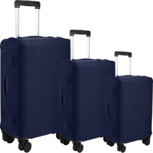 kajaia 3 pcs luggage cover suitcase protector travel suitcase cover anti scratch luggage protector washable fits 18-28 inch luggage (navy blue)