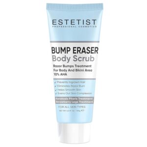 estetist kp bump eraser body scrub - keratosis pilaris treatment & exfoliating body scrub for ingrown hair, razor bumps and strawberry legs for women of all skin types, 10% aha, glycolic acid wash