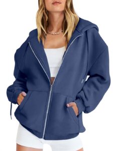 anrabess womens zip up hoodies long sleeve oversized sweatshirts fleece y2k jacket pockets 2025 fall outfits fashion clothes navy blue small