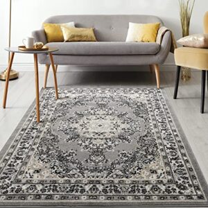 antep rugs oriental 8x10 traditional medallion indoor area rug siesta (gray beige, 7'10" x 10')