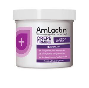 amlactin crepe firming cream - 12 oz body cream with 15% lactic acid - exfoliator and moisturizer for crepey, dry skin​