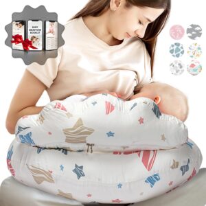 pillani nursing pillow for breastfeeding & bottle feeding, original breast feeding pillow for mom & baby support, removable cotton cover, adjustable waist strap, baby girl boy essentials must haves