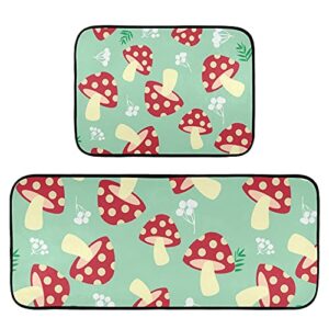 apular mushroom red kitchen mat set of 2 kitchen rug set non slip cushioned heavy duty memory foam kitchen runner rugs and mats comfort standing mat for office desk sink laundry home decor