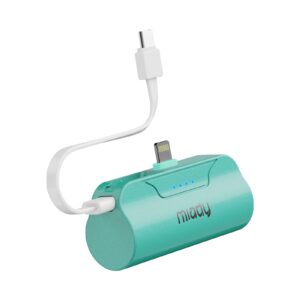 miady 5000mah mini portable charger for iphones, mfi-certified portable phone charger, backup battery pack charger compatible with iphone 14/13/12/11/x/xs/xr/8/7/6/5 series (lake green)