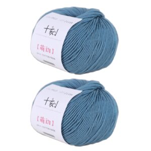 lerchiyar fine weight knitted and crocheted cotton yarn, 100% long staple cotton yarn, baby sports, 2 packages of 100g/3.52oz (per skein 50g/162yards) - blue shadow