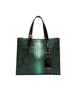 myfriday 3pcs vegan leather tote shoulder bag for women, snake pattern large top handle bags set