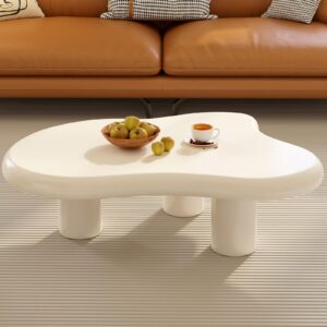 guyii cloud coffee table, black coffee table for living room, cartoon irregular indoor tea table, modern end table with 3 legs (white, 41.02 inch)