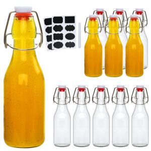 accguan 8oz glass bottle,beer bottle with flip-top airtight lid for kombucha, kefir, vanilla extract, beer, beverages, oil, vinegar, beer, soda,leak proof(12pcs)