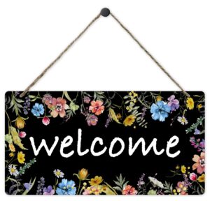 spring decorations for home welcome sign for front door wooden hanging wall sign,decoration for home front door,5.1x10 inches