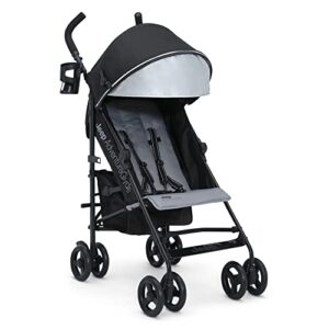 jeep adventureglyde stroller by delta children - lightweight travel stroller with smoothest ride & compact fold, 3-position recline, extra large storage basket, black/grey