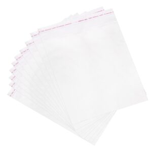 uxcell 100pcs clear cello bags, 11" x 16" plastic self sealing opp cello treat bags cello poly bags for packing cookies candy jewelry gifts, clear