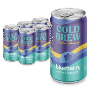 door county coffee blueberry cold brew coffee shandy – cold brew with organic blueberry juice + organic lemonade, low sugar, low calorie, low carb, 75mg caffeine, 7.5oz, 6 count