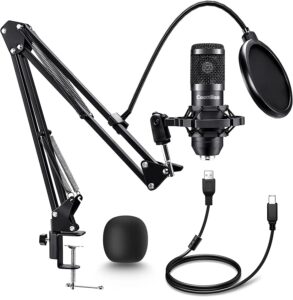 caattiilaa usb microphone - condenser mic with professional sound chipset, cardioid pickup, easy installation, compatible with laptops, pcs, and mobile phones