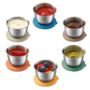 vandhome 2.3oz/70ml salad dressing container to go with lid 6 pack leakproof dipping sauce cups sauce container for lunch small containers for salad dressing, snacks, fits in bento box for lunch