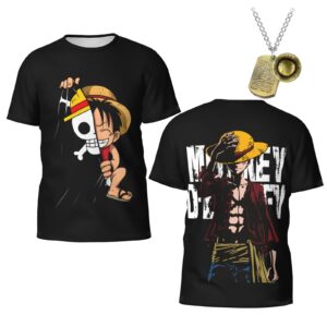 anime t-shirt straw hat short sleeve for youth men women kids boys girls 1m