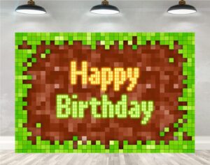 ticuenicoa 5×3ft pixel backdrop for birthday party game theme photography background for kids boy happy birthday video gaming battle gamer party supplies cake table decor banner