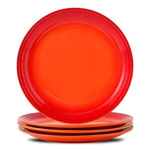 hasense dinner plates, 10 inch large salad plates for kitchen, stoneware dinnerware dish sets, microwave, oven, and dishwasher safe, scratch resistant, gradient orange