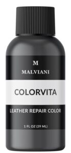 malviani leather repair color restorer - dark gray - repair couch, car seat, furniture, sofa & purse - 1 oz.