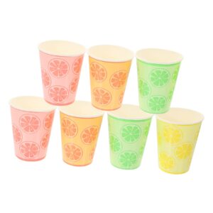 ohphcall gold embossed mixed color lemon cups set 8pcs disposable paper drink cups compact juice storage for party supplies