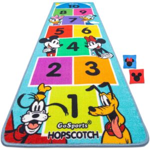 disney mickey and friends 6.5 ft hopscotch rug by gosports - indoor/outdoor playroom game for kids