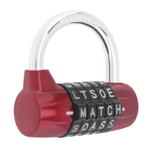 hojlkld gym locker lock 5 letter word lock safety padlock combination lock for school gym locker,sports locker,fence,toolbox,case,hasp storage (red)