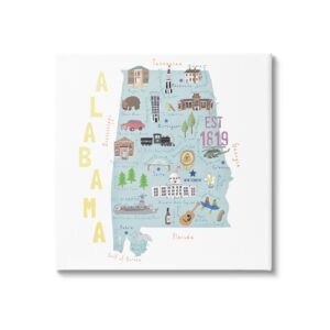 stupell industries alabama landmark map usa canvas wall art, design by carla daly