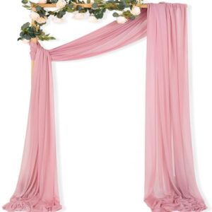 mlmc dusty rose wedding arch draping fabric 1 panel 29" x 6.6 yards extra long chiffon drapery sheer backdrop curtains 20ft airy outdoor drapery panels for wedding bridal shower ceiling decoration