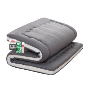 syalife japanese futon mattress floor mattress, 4" thicken roll up tatami mat, foldable & portable floor bed sleeping pad, traditional shiki futon (shikibuton), design by japan (grey, 54 * 80)