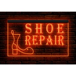 190025 open shoe repair ladies leatherworking boot shop store display led light neon sign (12" x 8", orange)