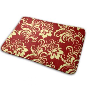 washable bathroom rugs compatible with flower red gold floral classy burgundy antique bedroom kitchen decor, absorbent bath mat, memory foam dry fast rugs for toilet floor24 x36