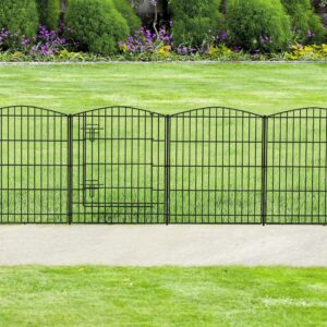 injopexi decorative garden fence 6 panels 11.8ft (l)×30in (h) garden fence no dig animal barrier fencing with 5 panels + 1 gate rustproof metal wire temporary dog fence border for patio outdoor yard