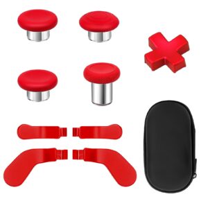 elite series 2 paddles accessories, metal thumbsticks replacement buttons for xbox one elite series 2 core, 9 in 1 component pack includes 4 joysticks, 4 paddles and 1 dpad(red)