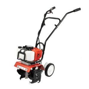 piaocaiyin gas mini tiller cultivator, 52cc 2-stroke rototiller gas powered, 1700w adjustable garden tiller cultivator tool for soil cultivation, farm plant digging, 6500-7000r/min