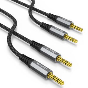 2 pack aux cable,auxiliary cable（3.3ft/1m, hi-fi sound）3.5mm trs auxiliary audio cable nylon braided aux cord compatible with car,home stereos,speaker,ipod ipad,headphones,sony,echo dot,beats (grey)