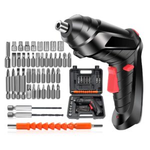 electric screwdriver 47pcs cordless screwdriver 3.5n.m power screwdriver, 3.6v cordless drill screwdriver rechargeable with led light, deformation handle (large)