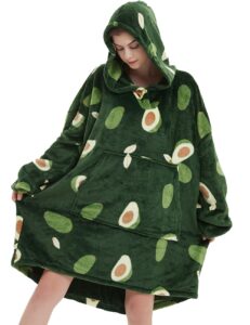 abenca wearable blanket hoodie adult oversized sweatshirt light flannel sherpa, warm and cozy, one size fits all.avocado