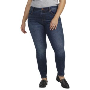 jag jeans women's plus size maya mid rise skinny leg jeans, night flight blue, 18 plus