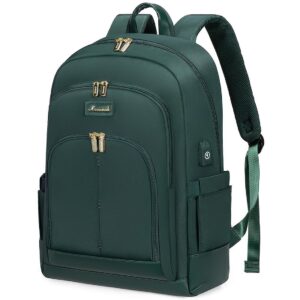 lovevook travel laptop backpack women,15.6 inch water resistant travel backpack for women,work computer back pack for business,large capacity,dark green