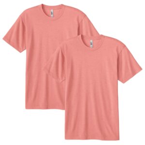 american apparel unisex tri-blend track t-shirt, style gtr401, 2-pack, tri-coral (2-pack), medium