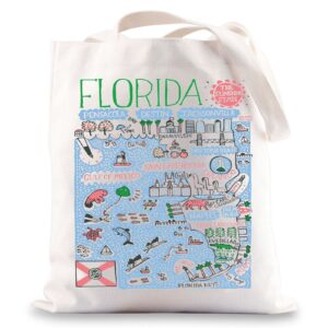 bwwktop florida state canvas tote bag florida souvenirs gifts florida travel bag florida tourism bag florida shoulder bag (florida)