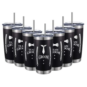 lady&home groomsmen gifts set of 7,groom and groomsmen tumbler with lid and straw,20z stainless steel tumbler cup vacuum insulated coffee mug for groomsmen proposal (team groom)