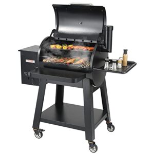 vevor smoker grill, portable wood pellet grill with cart, 8 in 1 bbq grill with pid temperature control for outdoor cooking, barbecue camping, picnic, 730 sq, patio and backyard, black